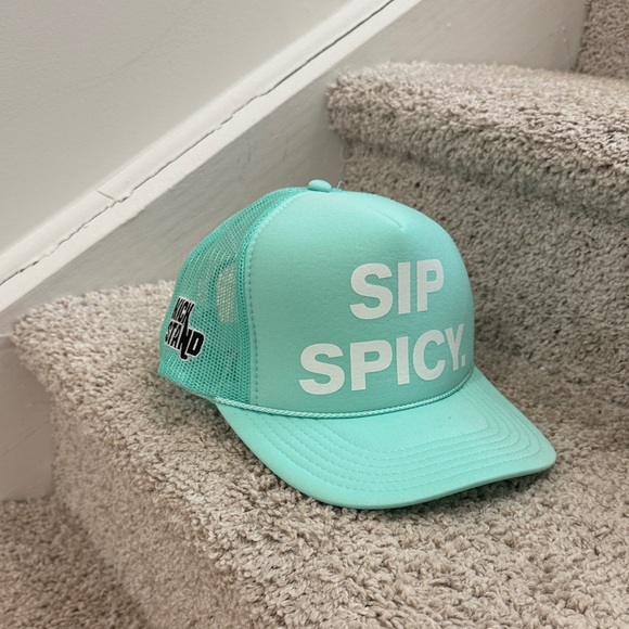 Accessories | Mint Green Trucker Hat With White Text | Poshmark
